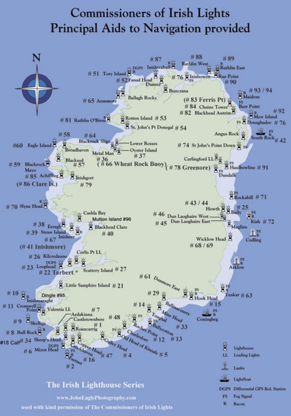 Map and Lighthouses on the Southwest Coast of Ireland - Mizen Head Guide